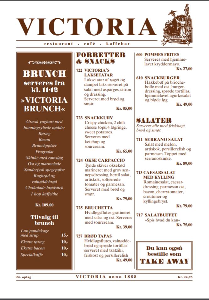 Menukort – Café Victoria